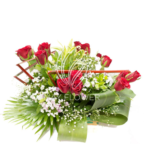 Mini Rose Floral Basket Bouquet – May Flower