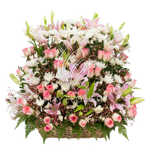 Floral Waterfall Bouquet of Lilies and Roses – May Flower